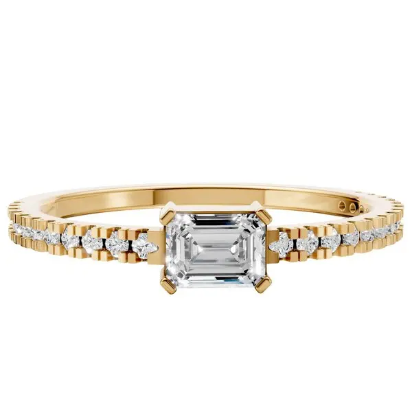 AYA FINE JEWELRY Emerald Cut Lab Diamond Engaget Ring - Yellow
