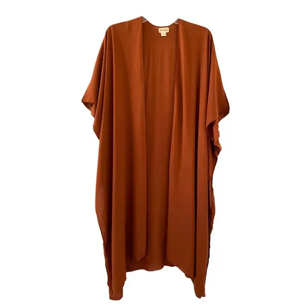 Pink Haley Kaia Flowy Kimono Wrap Duster In Terracotta - Brown