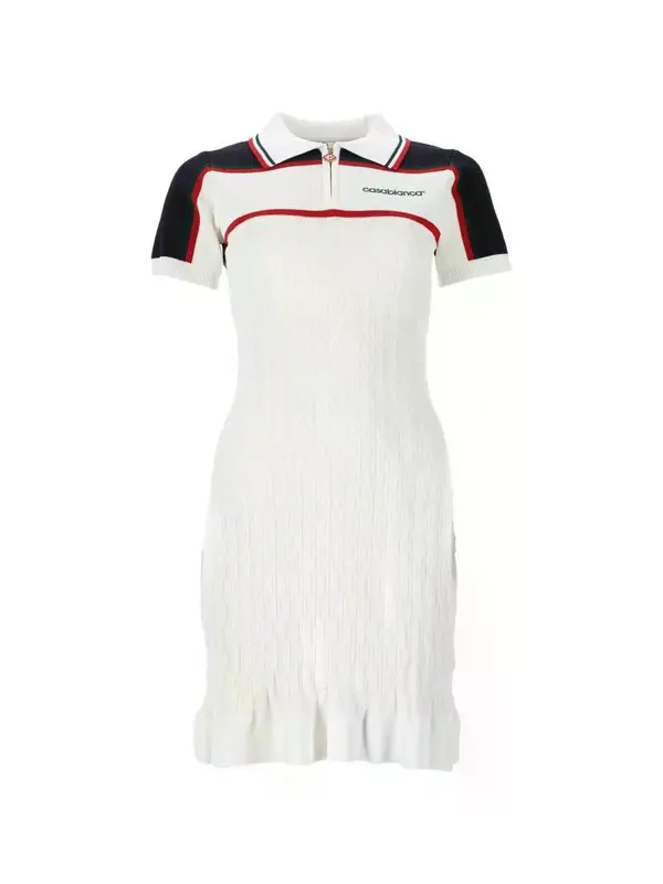 Casablanca Contrast-trim Ruffled Mini Dress - White