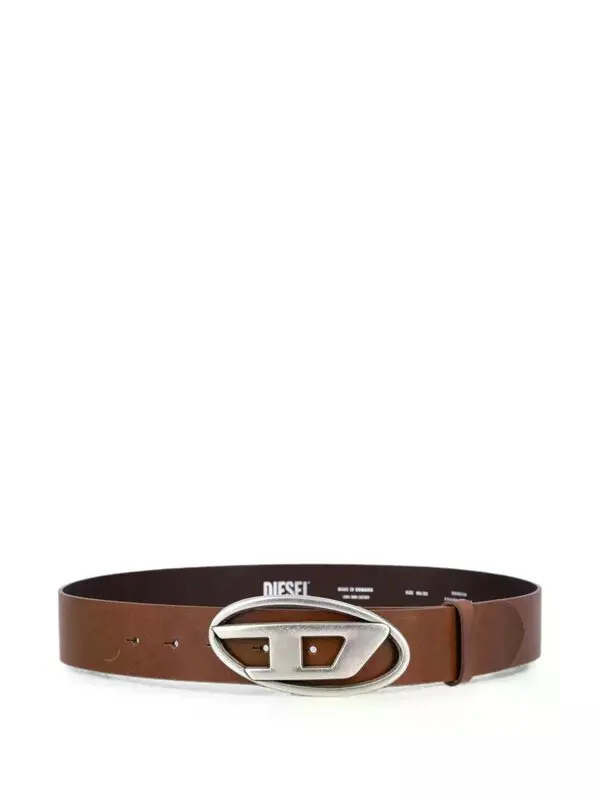 DIESEL® Oval D Logo-plaque Leather Belt - Brown