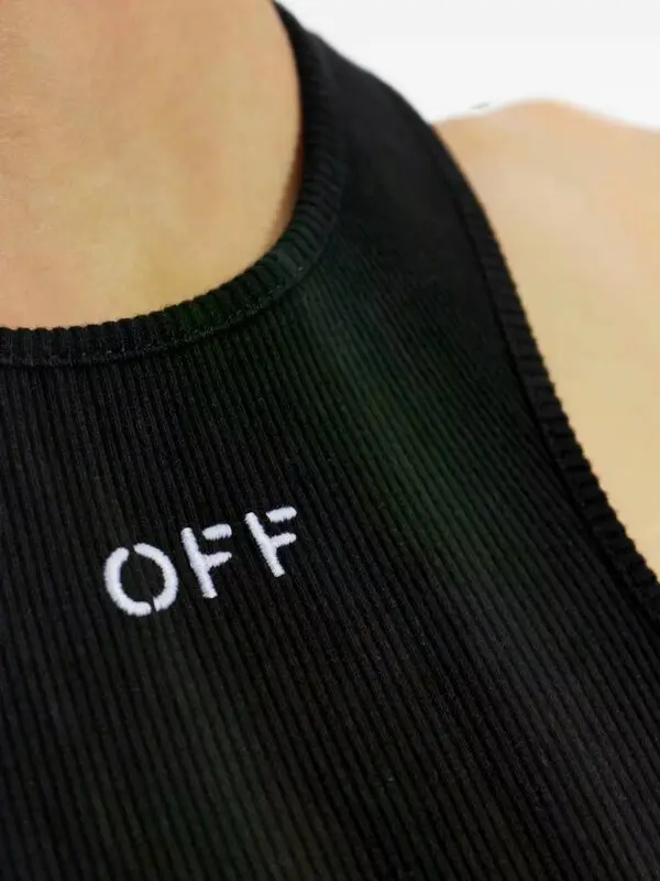 Off-White Ribbed Sleeveless Top