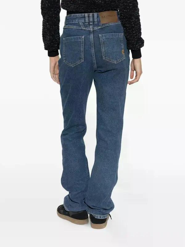 Balmain Logo-embroidered Straight-leg Jeans