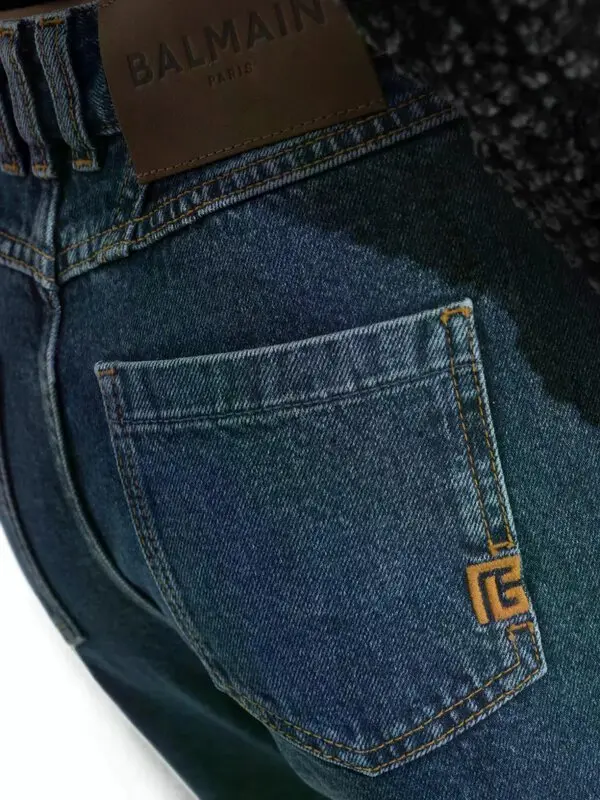 Balmain Logo-embroidered Straight-leg Jeans