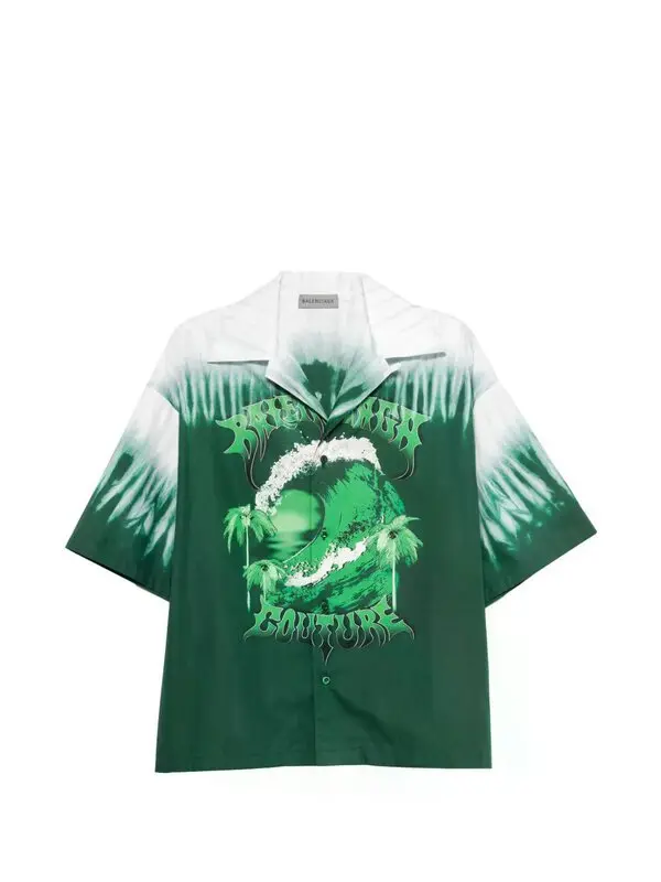 Balenciaga Graphic-print Shirt - Green