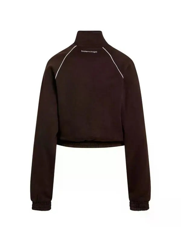 Balenciaga Logo-embroidered Cropped Tracksuit Jacket - Brown