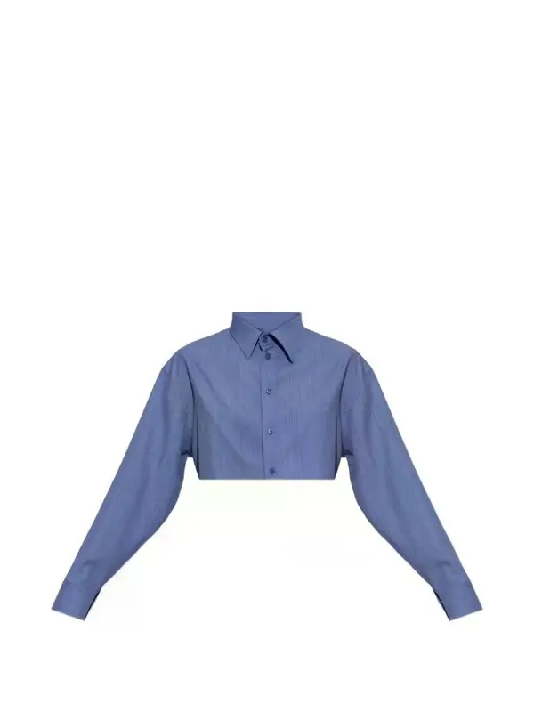 Balenciaga Cropped Long-sleeve Shirt - Blue