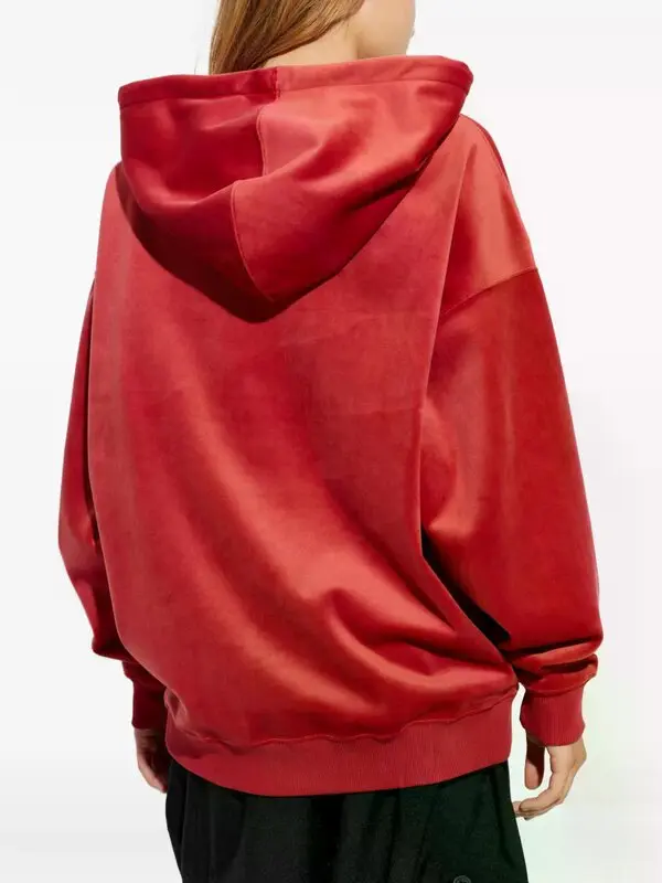 Y3 Logo-embroidered Velvet Hoodie