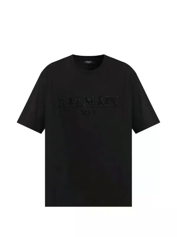 Balmain Crystal-embellished Logo T-shirt - Black
