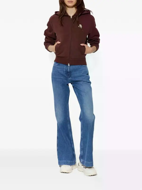 Moncler Logo-patch Zip-up Hoodie - Brown