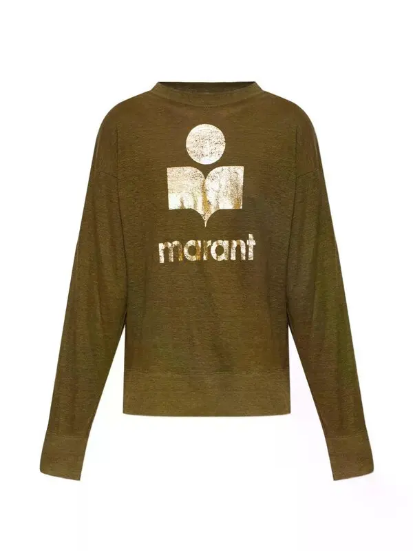 MARANT ETOILE Klowia Logo-printed Long-sleeved T-shirt - Green