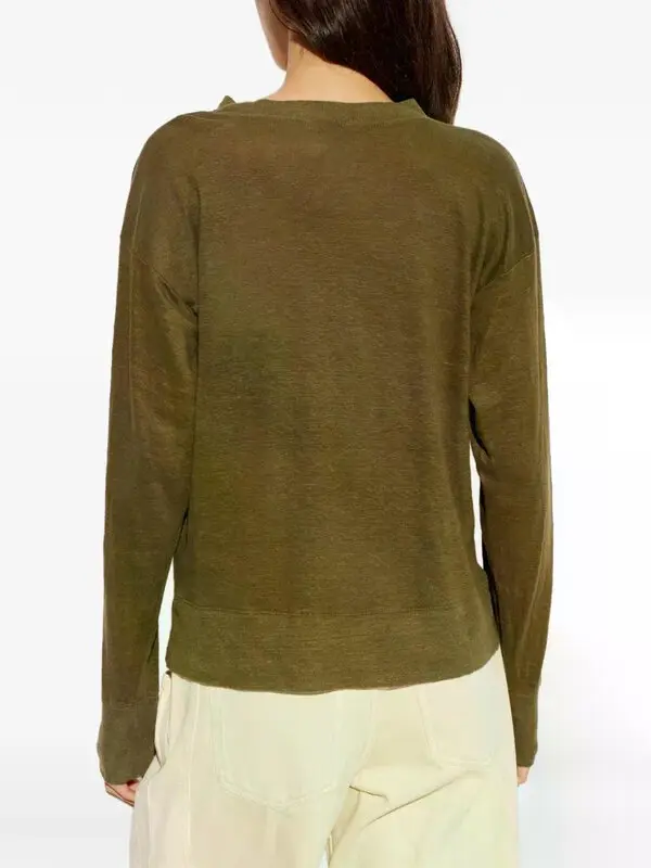 MARANT ETOILE Klowia Metallic Logo Long Sleeve T-shirt - Green