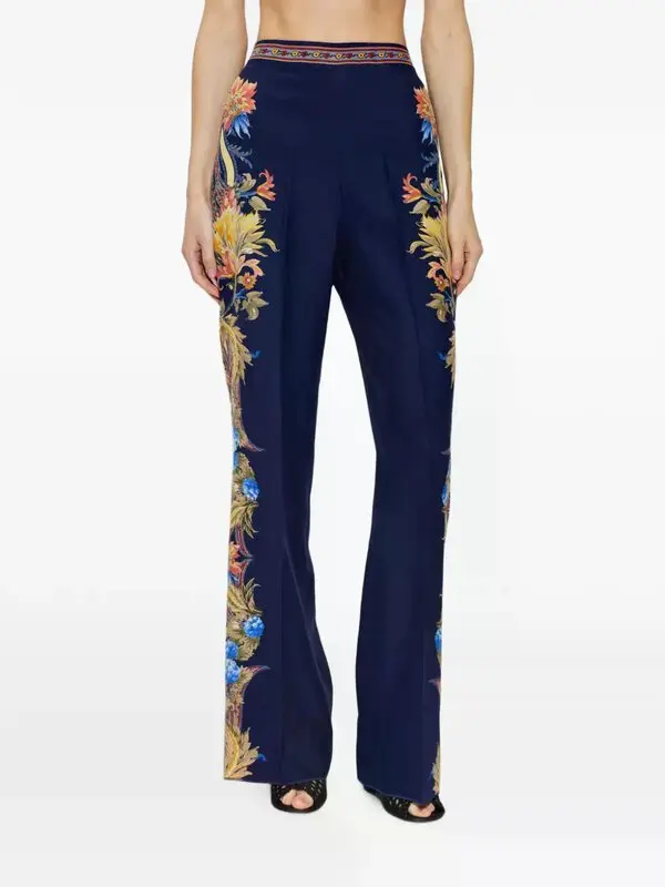 Etro Floral-print Silk Trousers