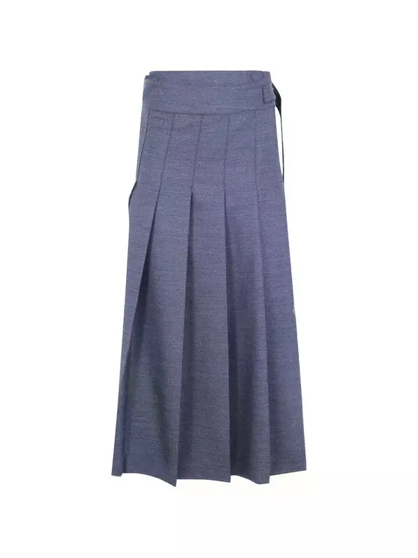 RÓHE Rohe Pleated Wool Mid Skirt - Blue