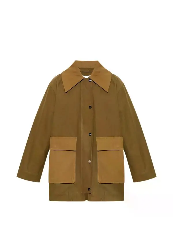 GANNI Patch-pocket Cotton Military Jacket - Green