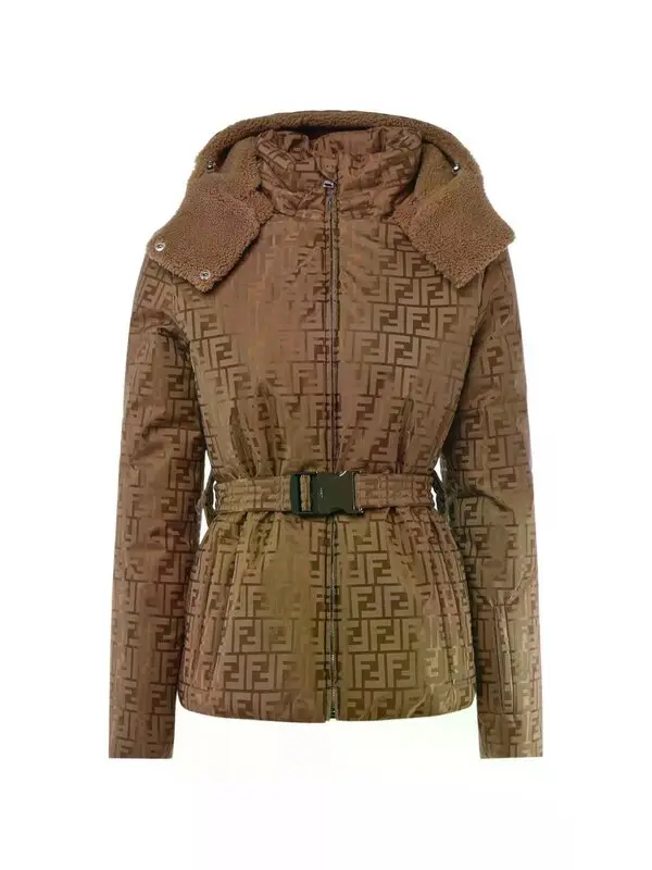 Fendi Monogram-pattern Belted Jacket - Brown