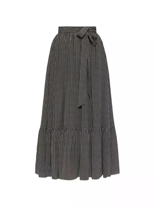 Chloé Geometric-print Tiered Midi Skirt - Black