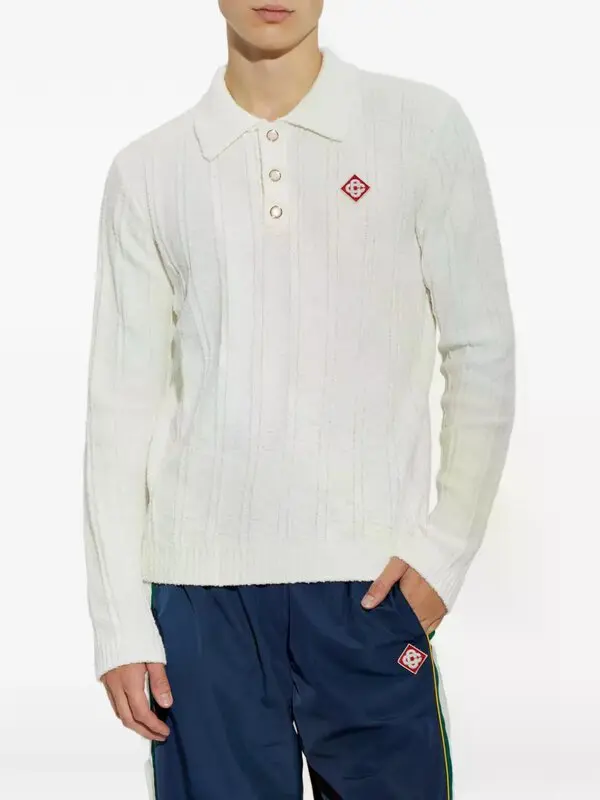 Casablanca Logo-patch Bouclé Polo Shirt