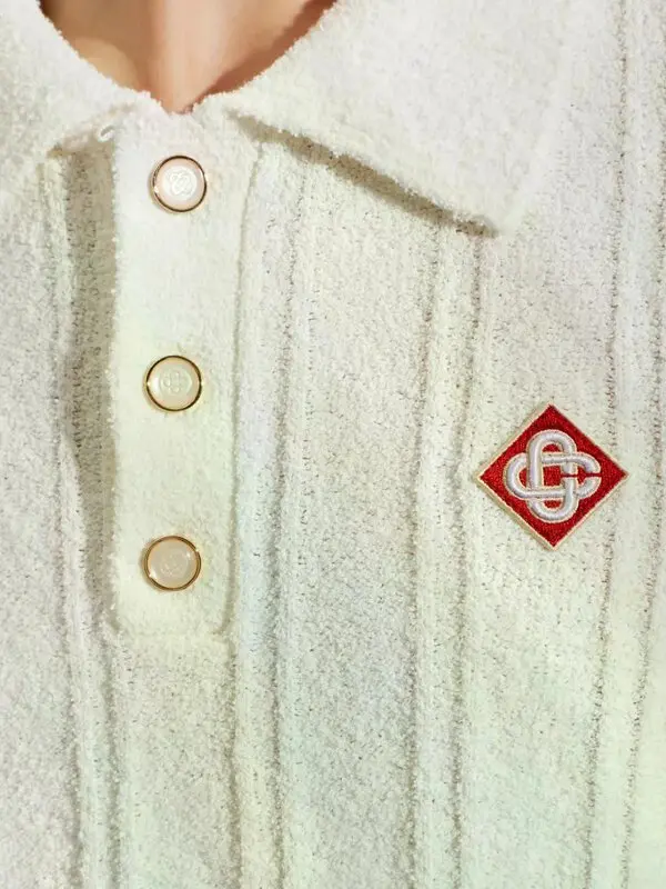 Casablanca Logo-patch Bouclé Polo Shirt