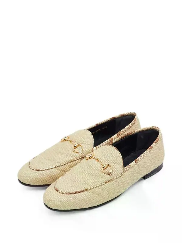 Gucci Jordaan Horsebit Loafers In Beige Raffia - Neutrals