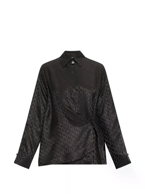 Fendi Monogram-pattern Wrap Shirt - Black