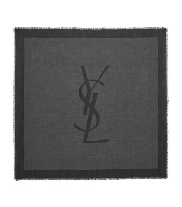 Saint Laurent Cashmere-silk-wool Cassandre Scarf - Grey