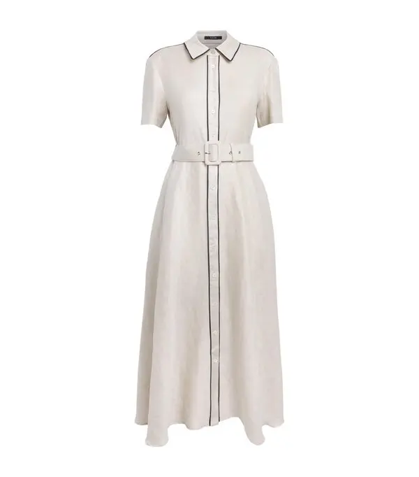 TOCCIN Linen-blend Jean Midi Dress - Beige