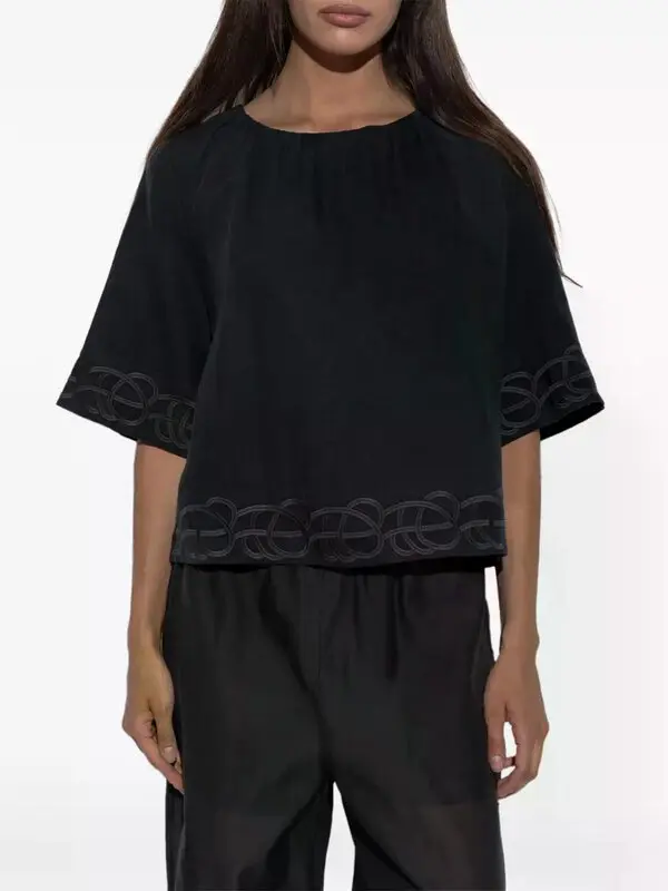 BY MALENE BIRGER Embroidered Linen Blouse - Black