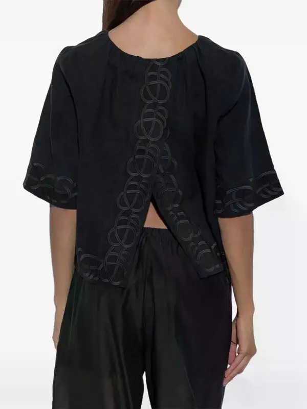 BY MALENE BIRGER Embroidered Linen Blouse - Black