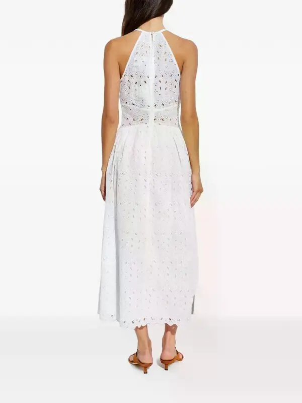 FRAME Broderie Anglaise Halterneck Midi Dress