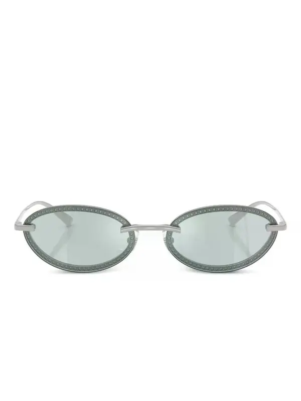 JIMMY CHOO Beaded Oval-frame Sunglasses - Silver