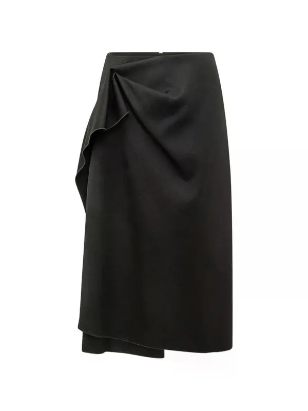 LANVIN Draped-effect Wool Midi Skirt - Black