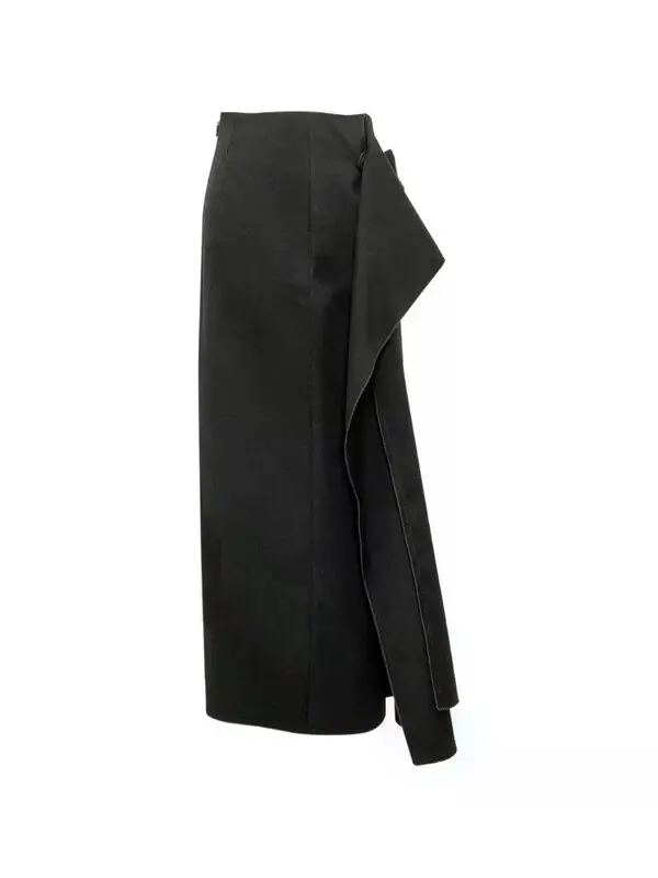 LANVIN Draped-effect Wool Midi Skirt
