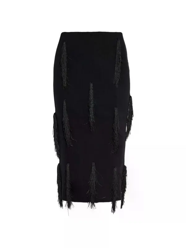 IRO PARIS Fringed Ribbed-knit Skirt - Black