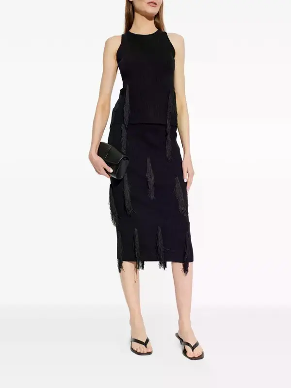 IRO PARIS Fringed Ribbed-knit Skirt