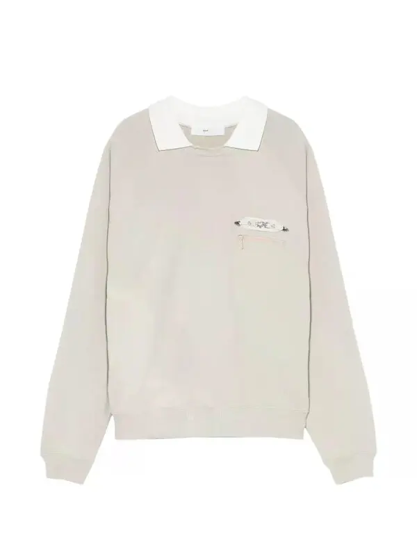 TOGA VIRILIS Zipped Polo-collar Sweatshirt - Neutrals
