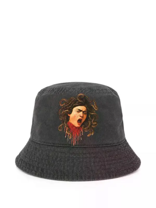 MELT Graphic-print Cotton Bucket Hat - Black