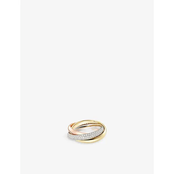 Cartier Trinity Medium 18ct White, Rose, Yellow-gold And 0.64ct Brilliant-cut Diamond Ring - Multicolour