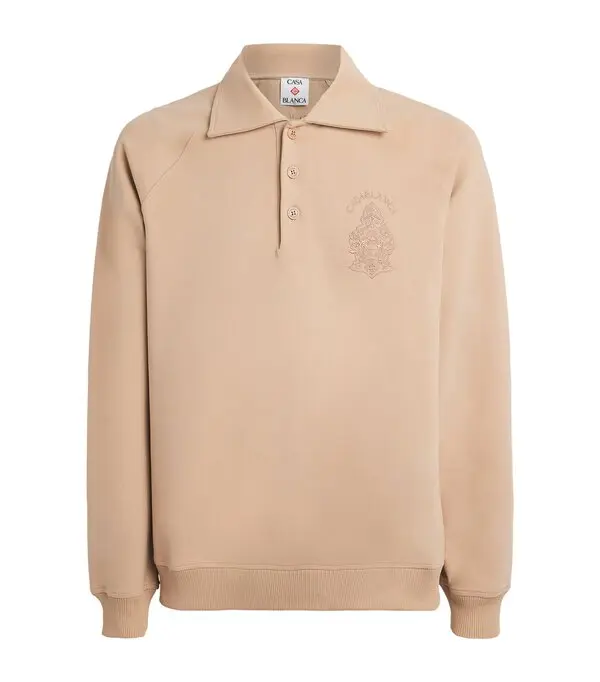 Casablanca Stretch-cotton Spread-collar Sweatshirt - Beige