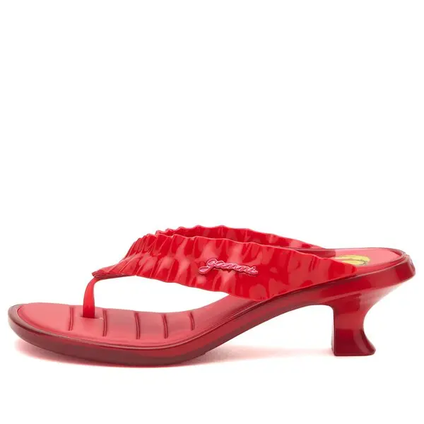 Melissa X Ganni Thong Kitten Heel Sandals - Red