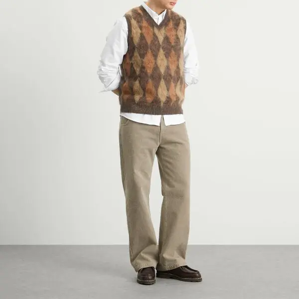 BEAMS Mohair Argyle Knit Vest