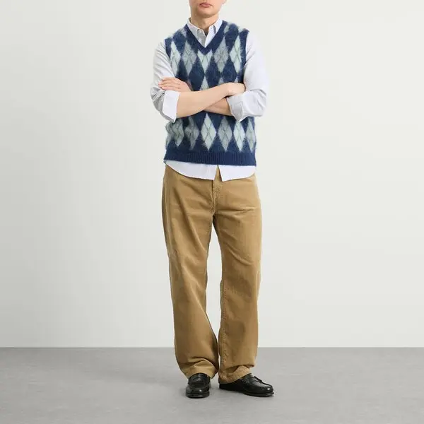 BEAMS Mohair Argyle Knit Vest
