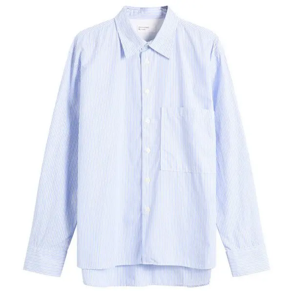 Universal Works Office Stripe Square Pocket Shirt - Blue