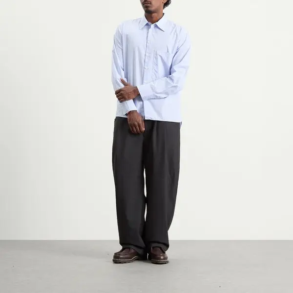 Universal Works Office Stripe Square Pocket Shirt