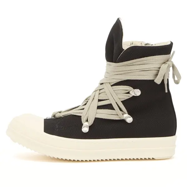 Rick Owens Denim Megalace Sneakers - Black/milk