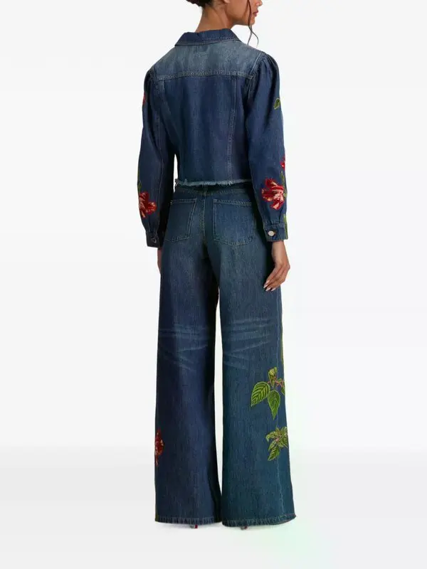 Alice + Olivia Amazing Floral-embroidered Jeans