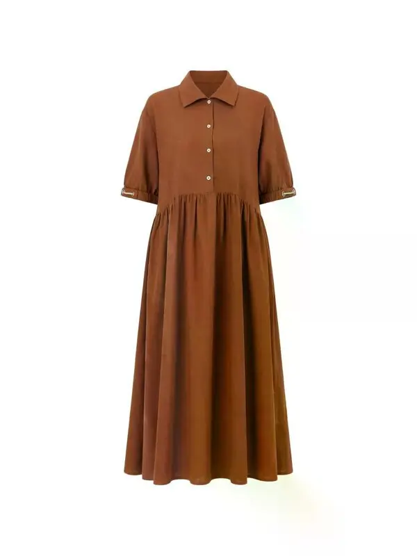 Herno Button-fastening Midi Dress - Brown