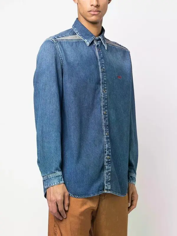 DIESEL® Embroidered-logo Denim Shirt