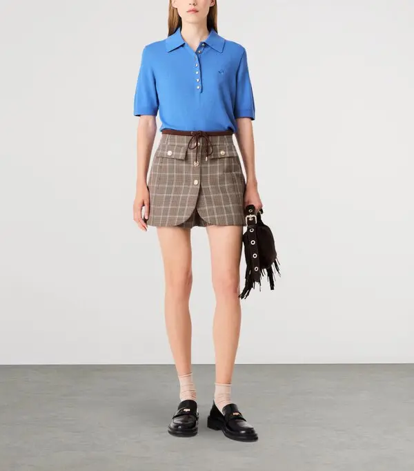 Maje Wool-cotton Check Mini Skort