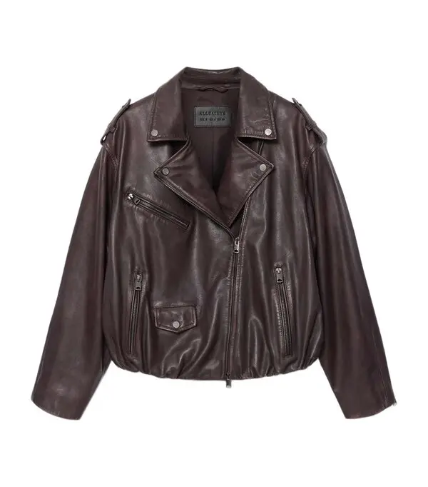 ALLSAINTS Leather Samina Biker Jacket - Red