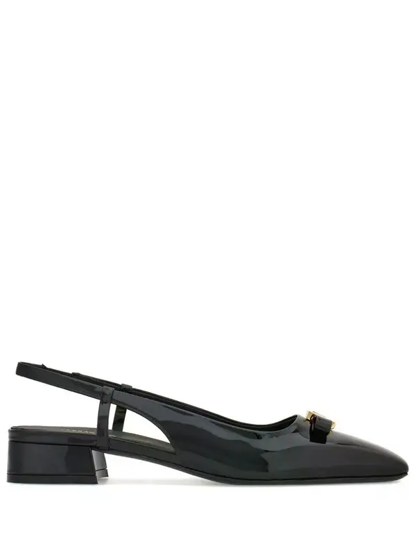 FERRAGAMO Bow-detail Leather Pumps - Black